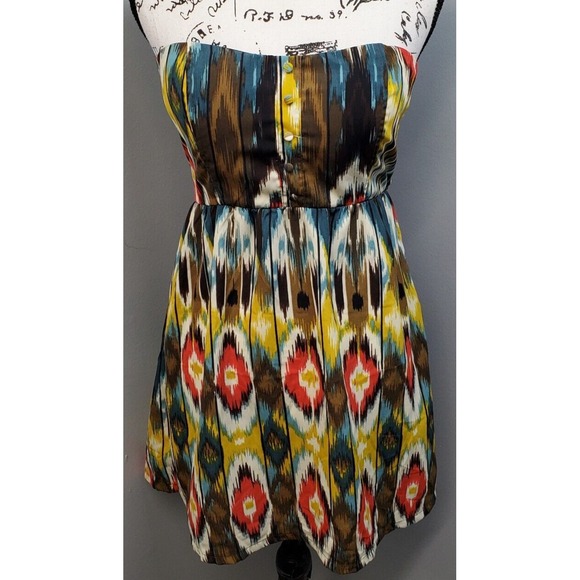 Poetry | Dresses | Poetry Strapless Mini Dress Womens M Multi Pleated ...
